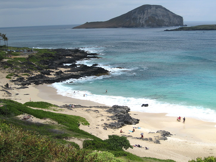 The view of the beach and nearby islands from the ...